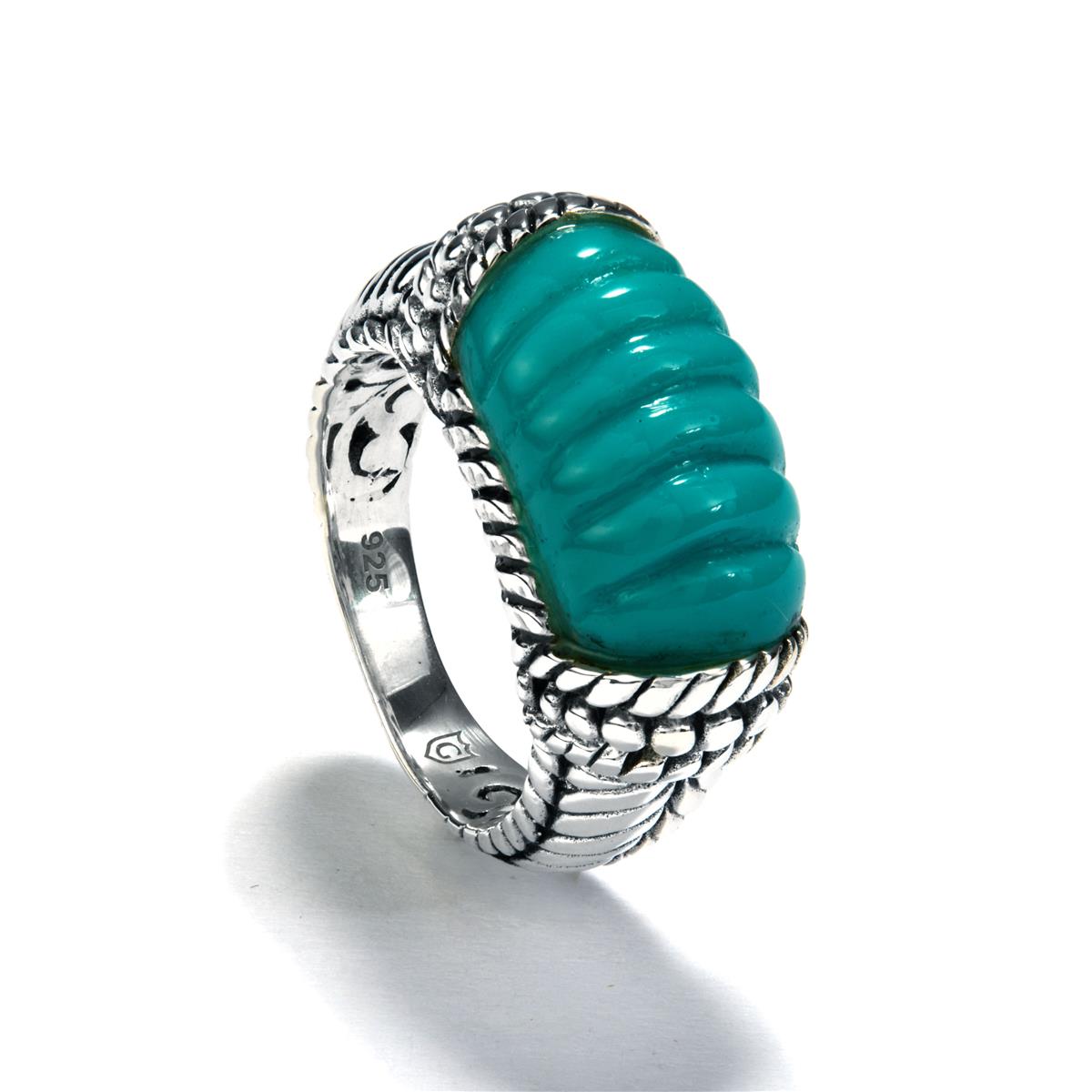 Cochise Turquoise Balinese Ring in Sterling Silver 5cts | Gemporia