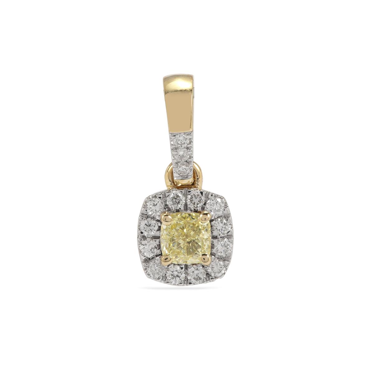 Angolan Yellow Diamond Pendant with Type IIa White Diamond in 9K Gold 0 ...