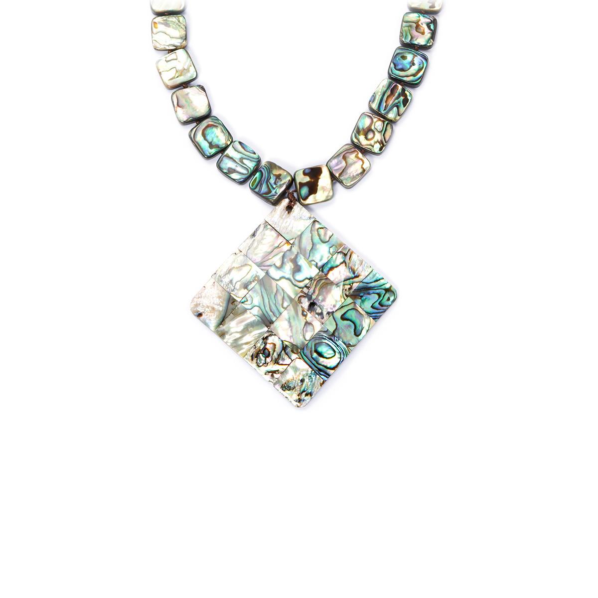 Paua Necklace with White Shell in Sterling Silver | Gemporia