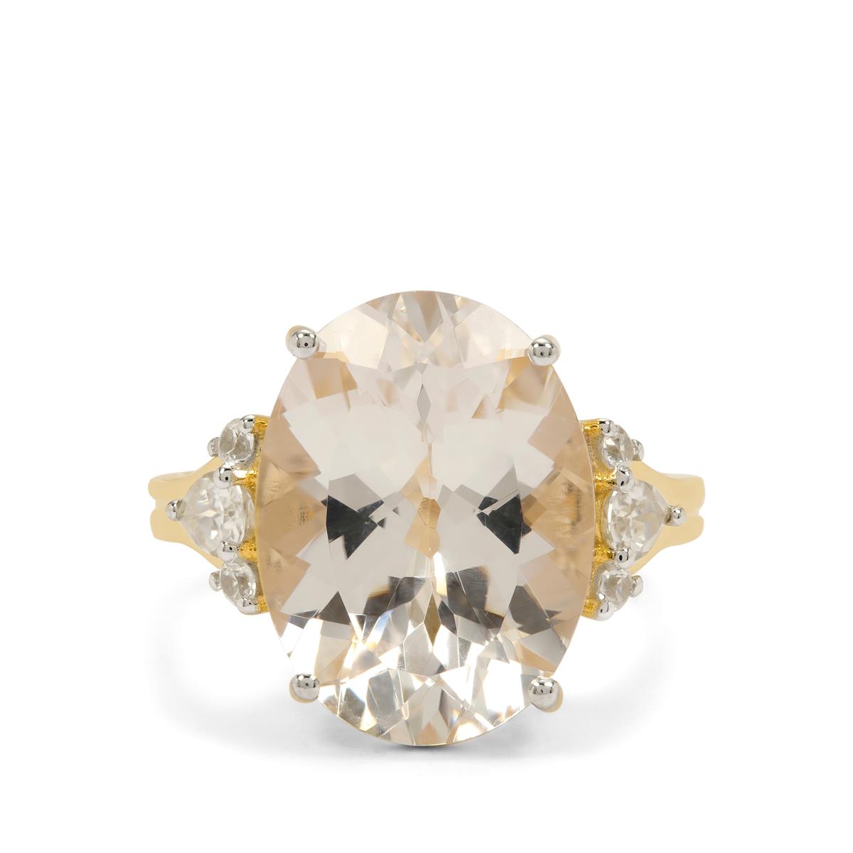 Aurora Danburite Ring with White Zircon in 9K Gold 9.60cts | Gemporia
