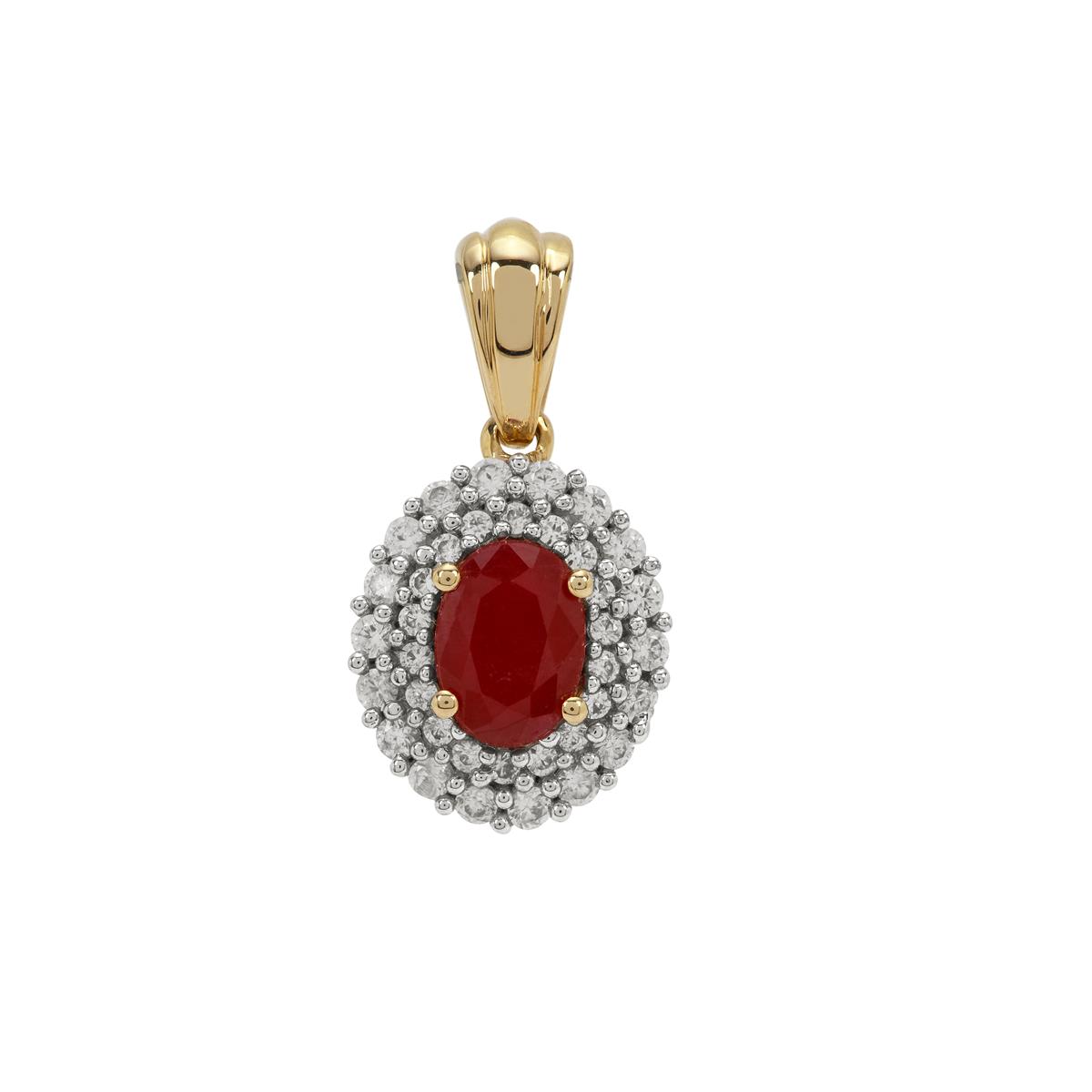 Burmese Ruby Pendant with White Zircon in 9K Gold 1.55cts | Gemporia