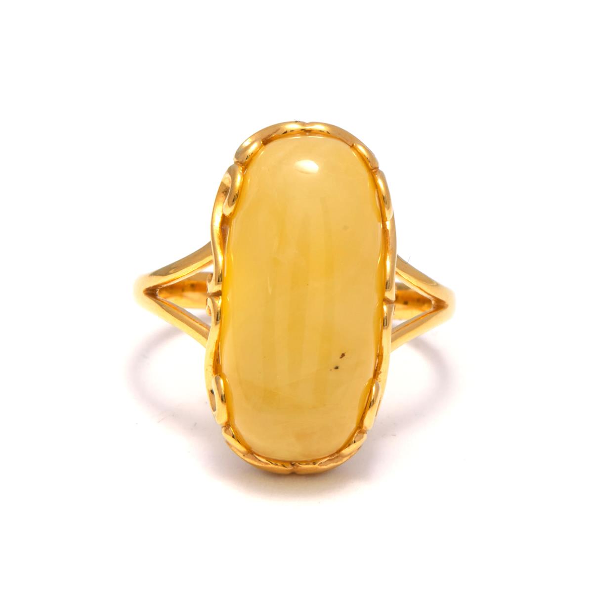 Baltic Butterscotch Amber Ring in Gold Tone Sterling Silver (19 x 9mm ...