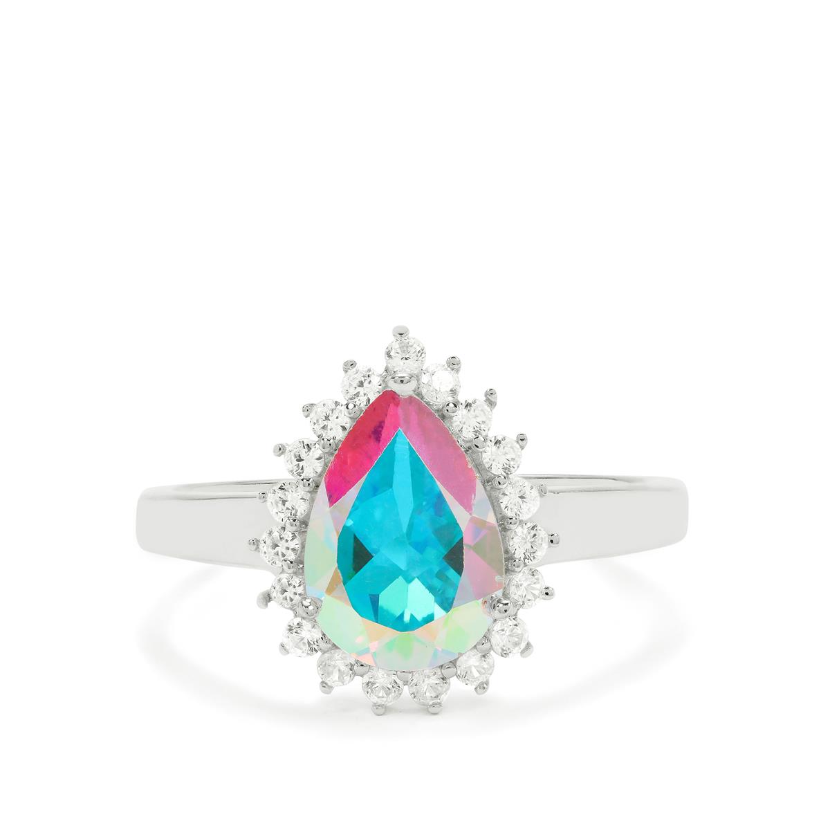 Mercury Mystic Topaz Ring with White Zircon in Sterling Silver 2.65cts ...