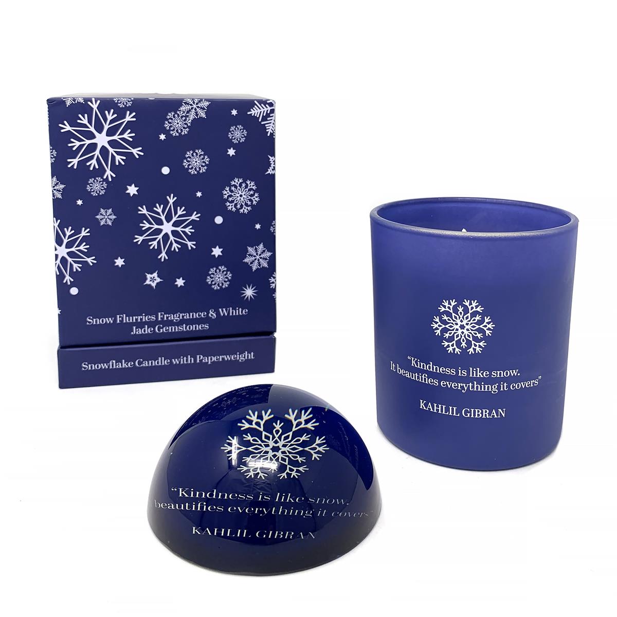 Gem Auras Candle with Paperweight Globe - Snow Flurries Fragrance and ...