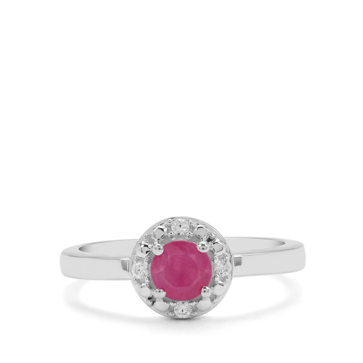 Kenyan Ruby Ring with White Zircon in Sterling Silver 0.75ct | Gemporia