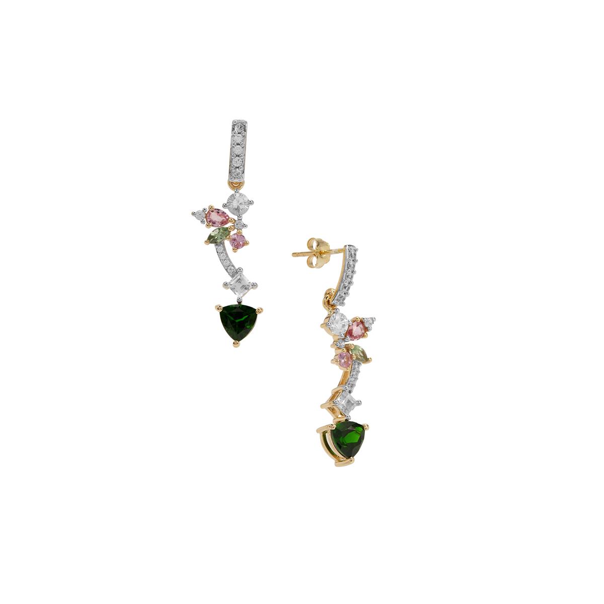 Chrome Diopside Earrings with Multi Gemstone in 9K Gold 3.55cts | Gemporia