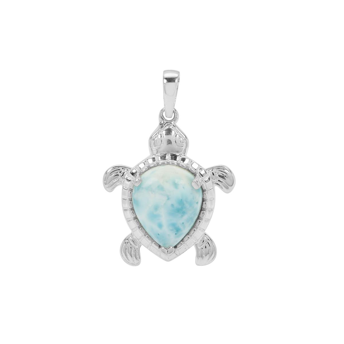 Larimar Turtle Pendant in Sterling Silver 3.25cts | Gemporia
