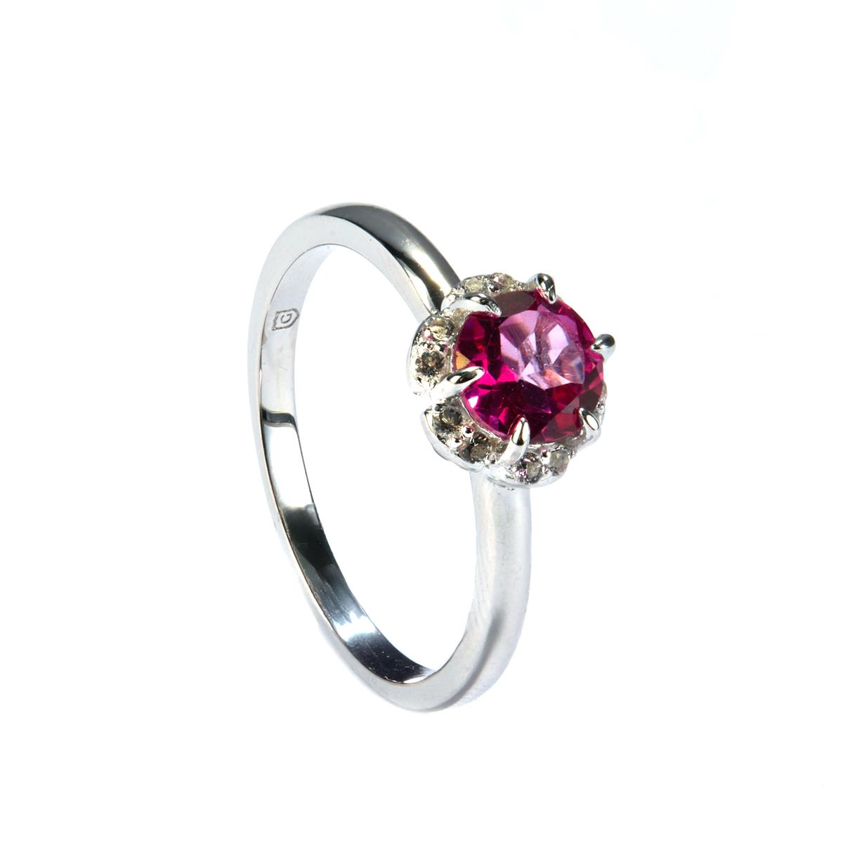 Pure Pink Topaz Ring with White Topaz in Sterling Silver 1.13cts | Gemporia