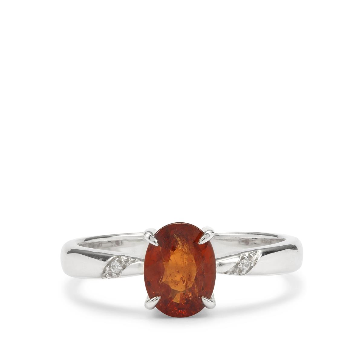 Spessartite Garnet Ring with White Zircon in Sterling Silver 1.72cts ...