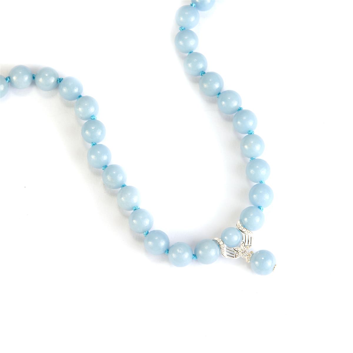 Angelite Necklace with White Zircon in Sterling Silver 218cts By Suzie ...