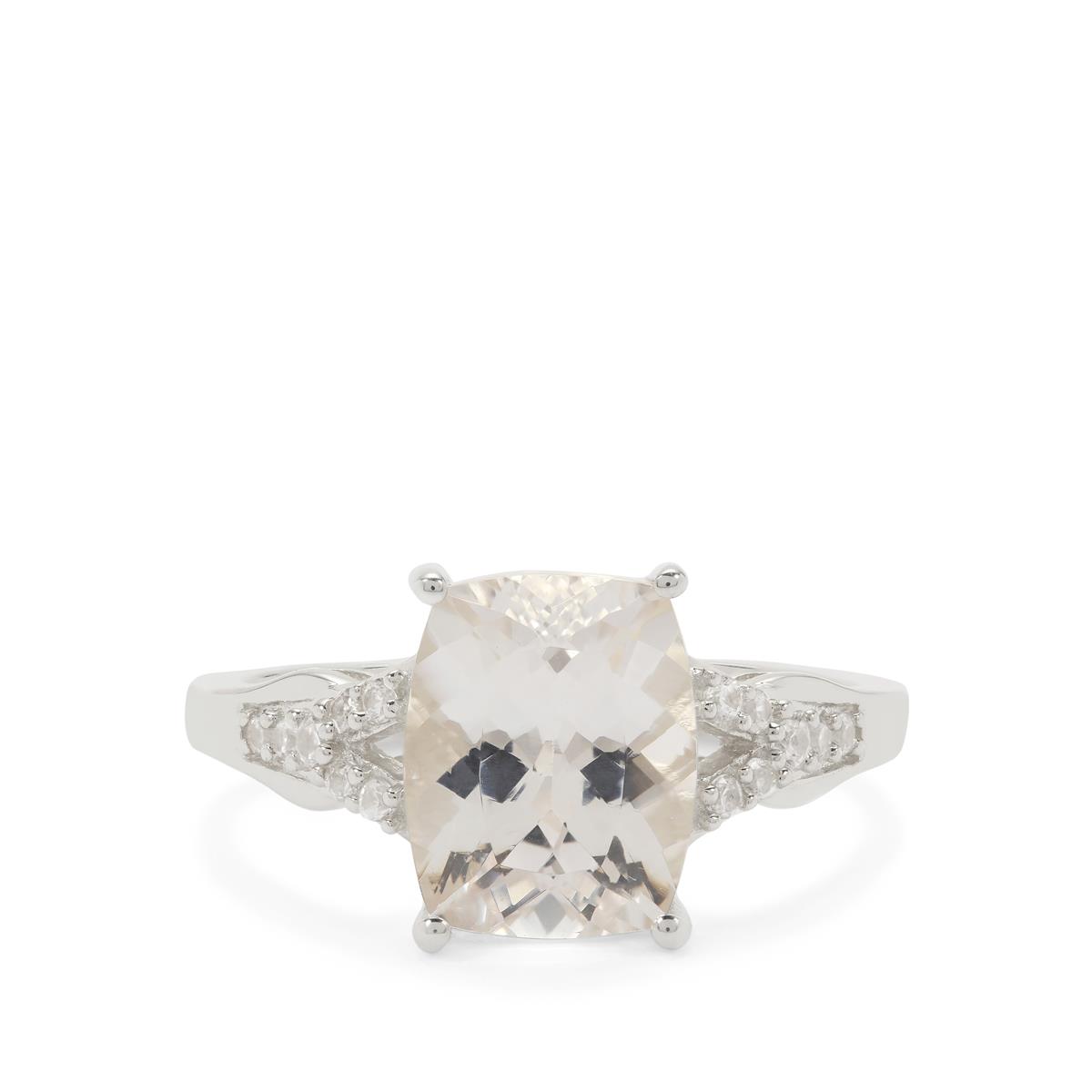 Aurora Danburite Ring with White Zircon in Sterling Silver 3.35cts ...