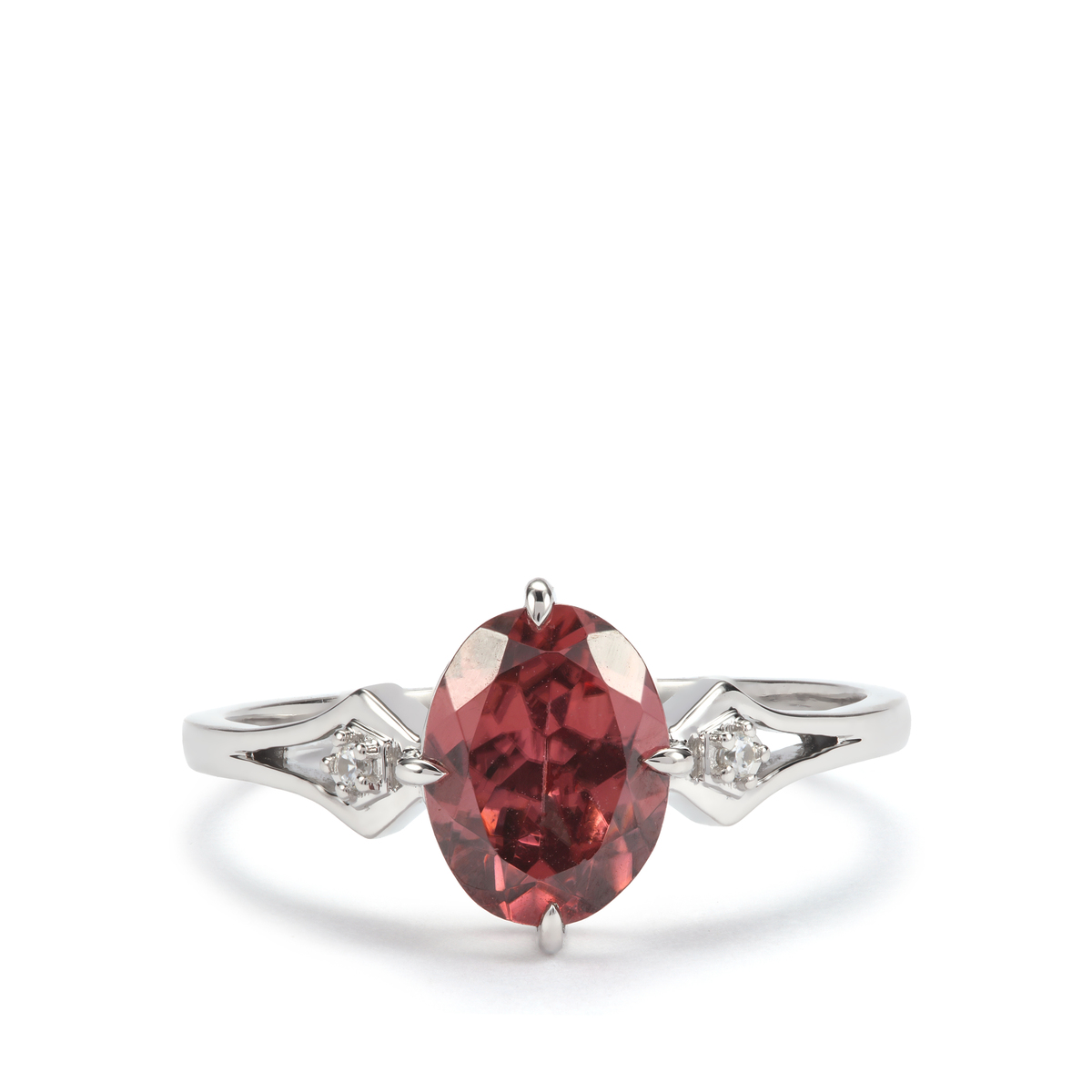Red Zircon Ring with White Zircon in Platinum 950 2.03cts | Gemporia