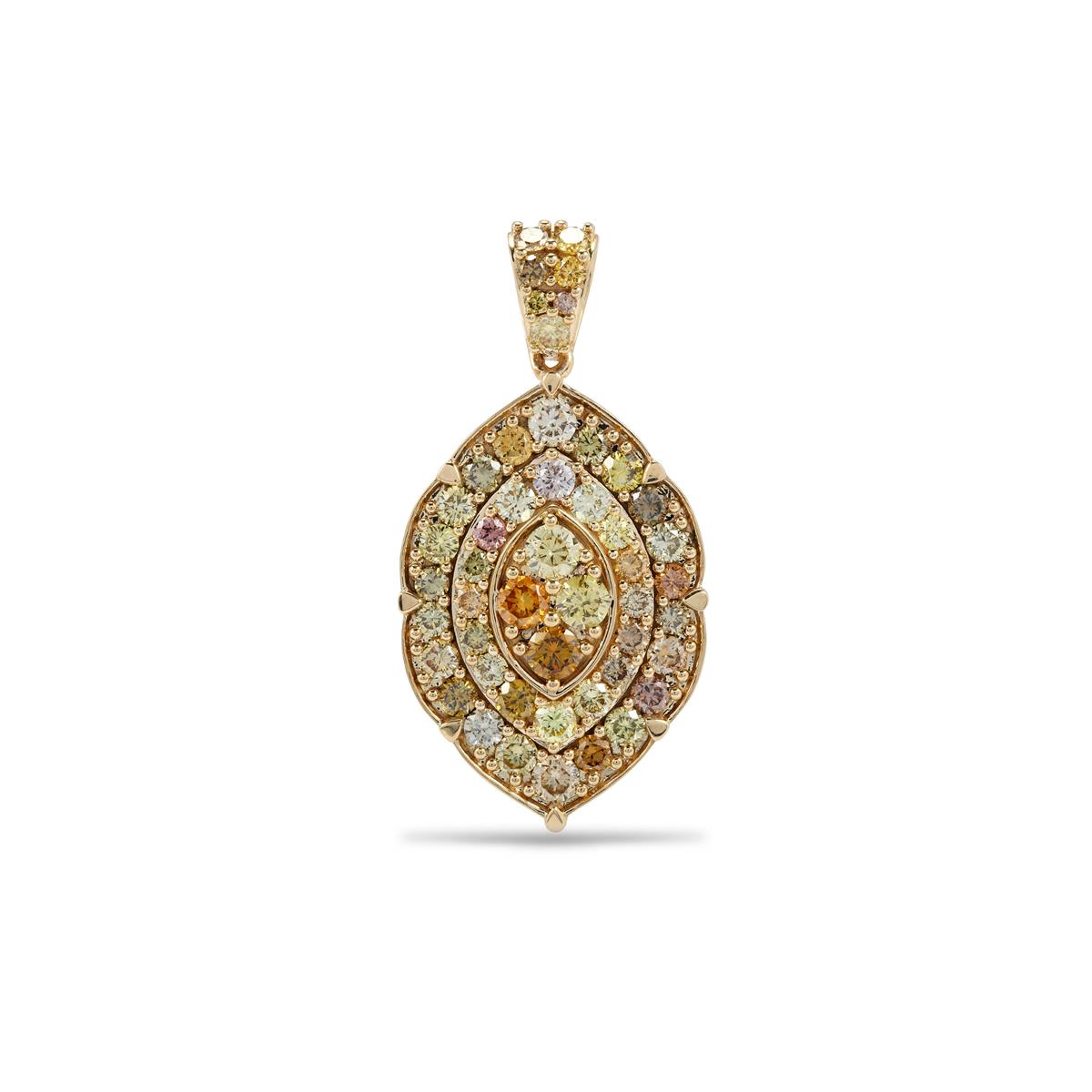 Multi-Colour Natural Brazilian Diamond Pendant in 9K Gold 2cts | Gemporia