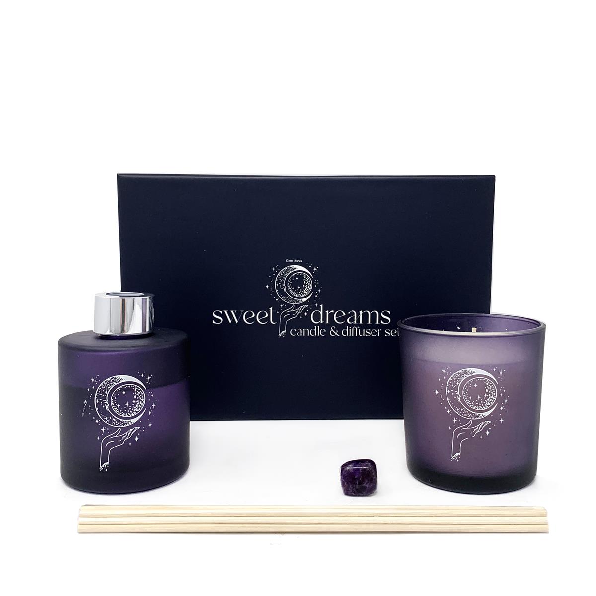 Gem Auras Sweet Dreams Lavender Candle and Room Diffuser with Amethyst ...