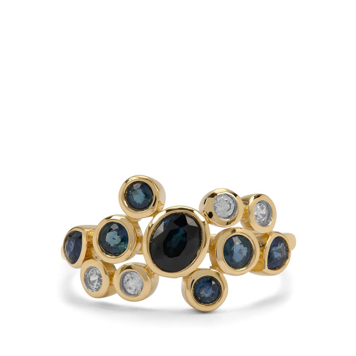 Natural Nigerian Blue Sapphire Ring with White Zircon in 9K Gold 1 ...