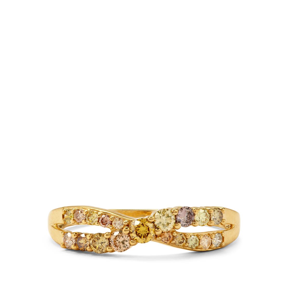 Multi-Colour Natural Brazilian Diamond Ring in 9K Gold 0.54cts | Gemporia