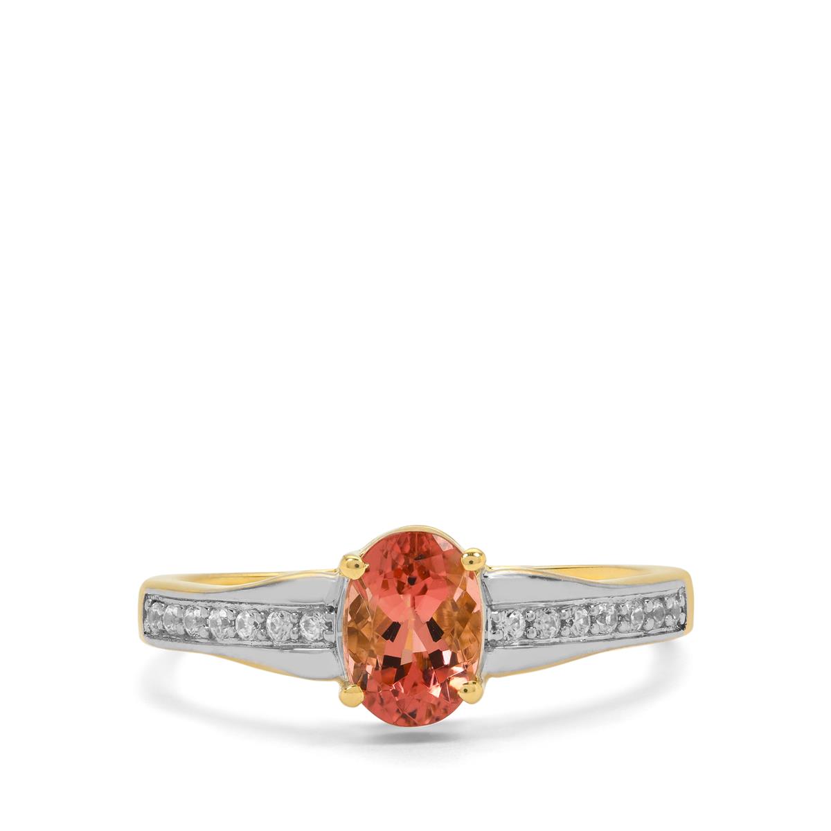Lotus Tourmaline Ring with White Zircon in 9K Gold 1.05cts | Gemporia