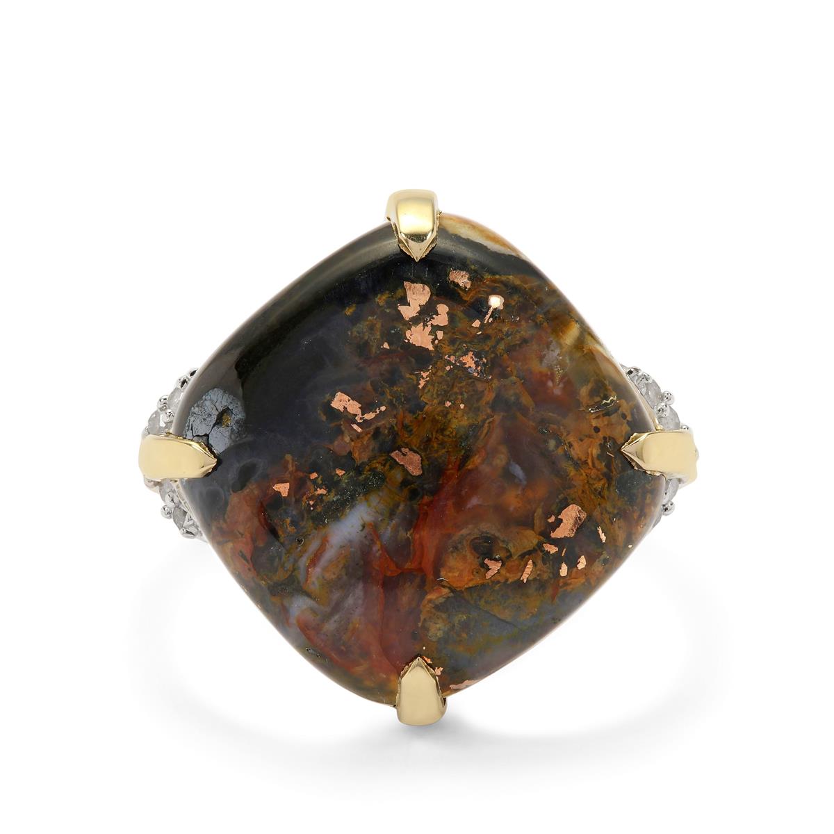 Aquadite Noir Ring with Diamond in 9K Gold 16.35cts | Gemporia
