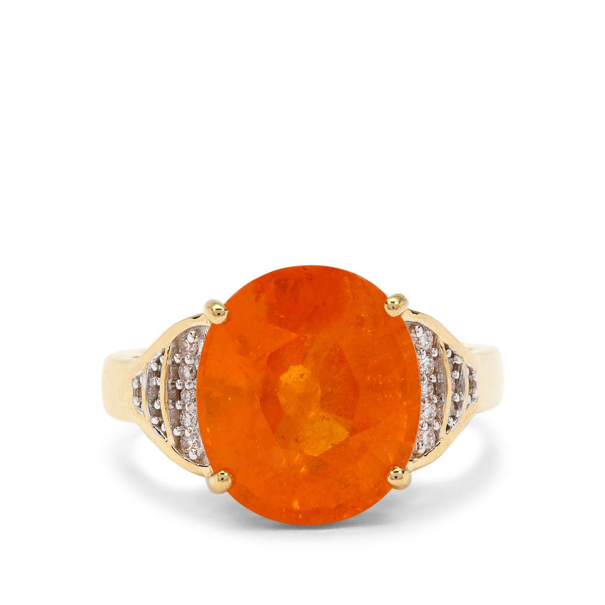 Fanta Mandarin Garnet Ring with Diamond in 18K Gold 11.13cts | Gemporia