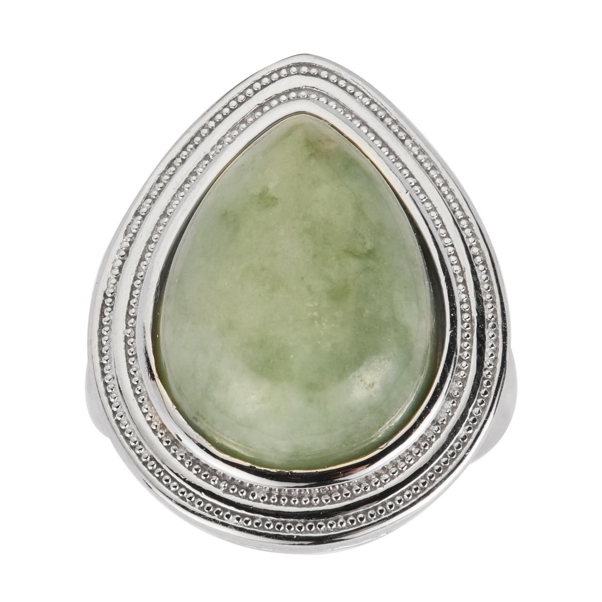Moss-in-Snow Jade Ring in Sterling Silver 14.73cts | Gemporia