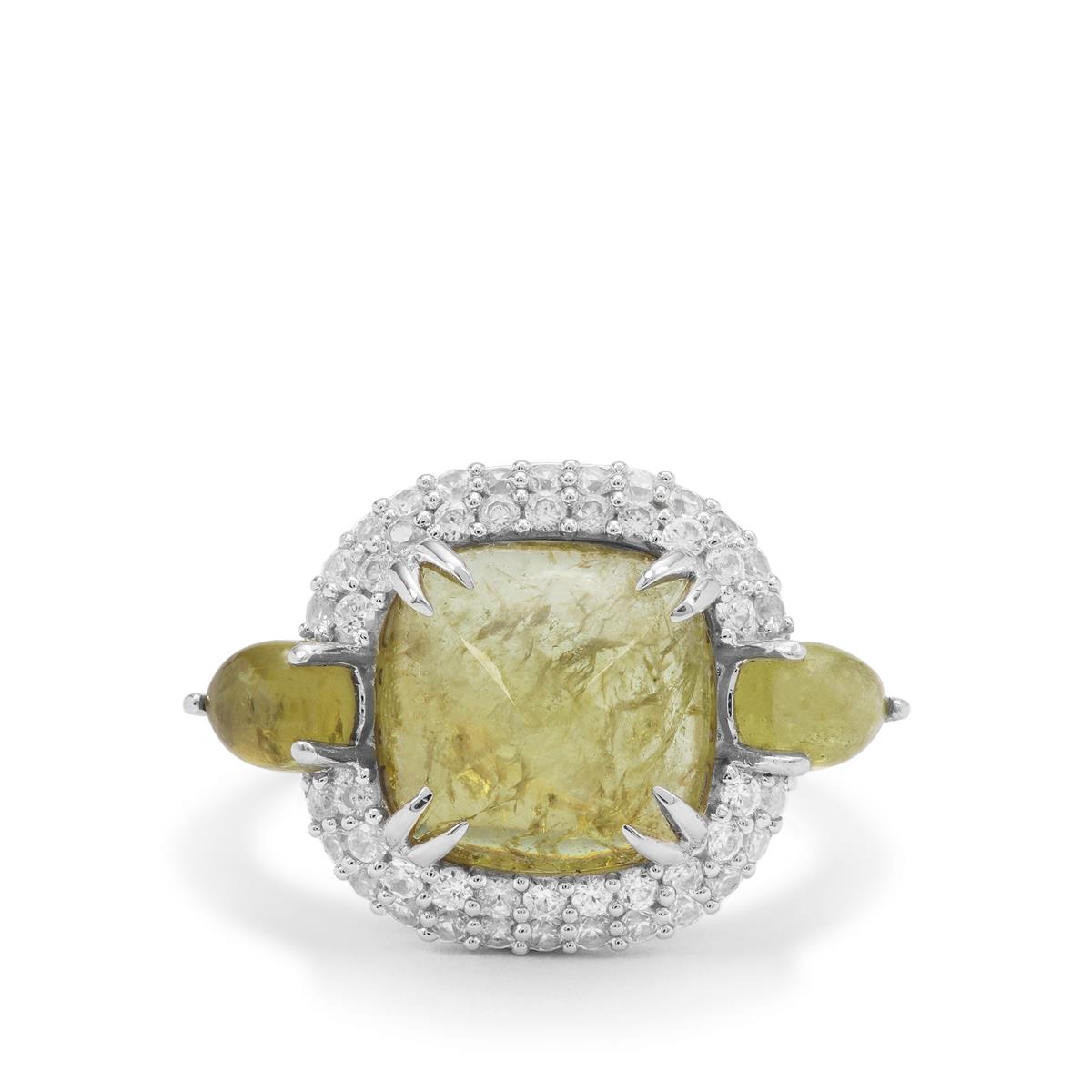 Grossular Ring with White Zircon in Sterling Silver 7.40cts | Gemporia