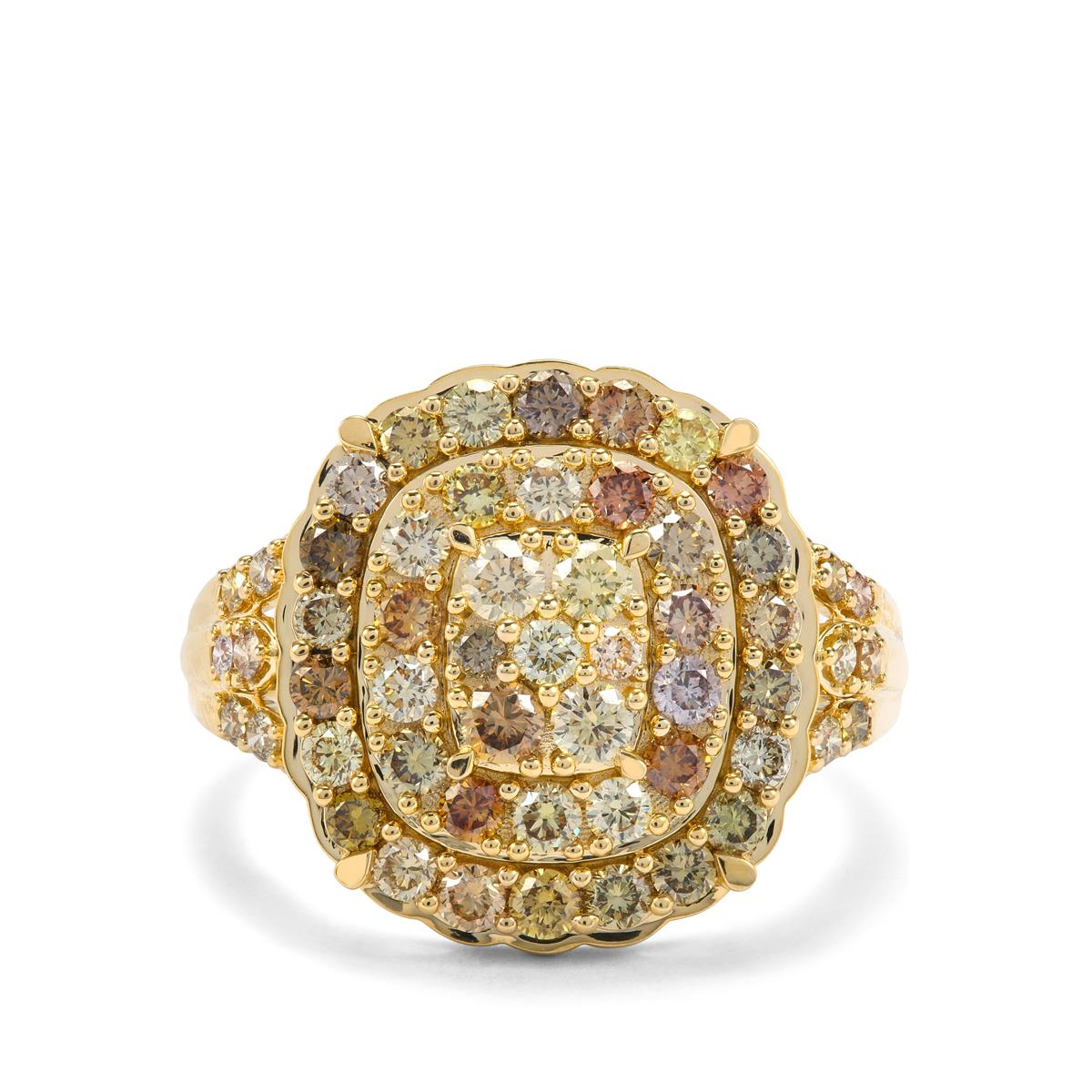 Multi-Colour Natural Brazilian Diamond Ring in 9K Gold 1.50cts | Gemporia