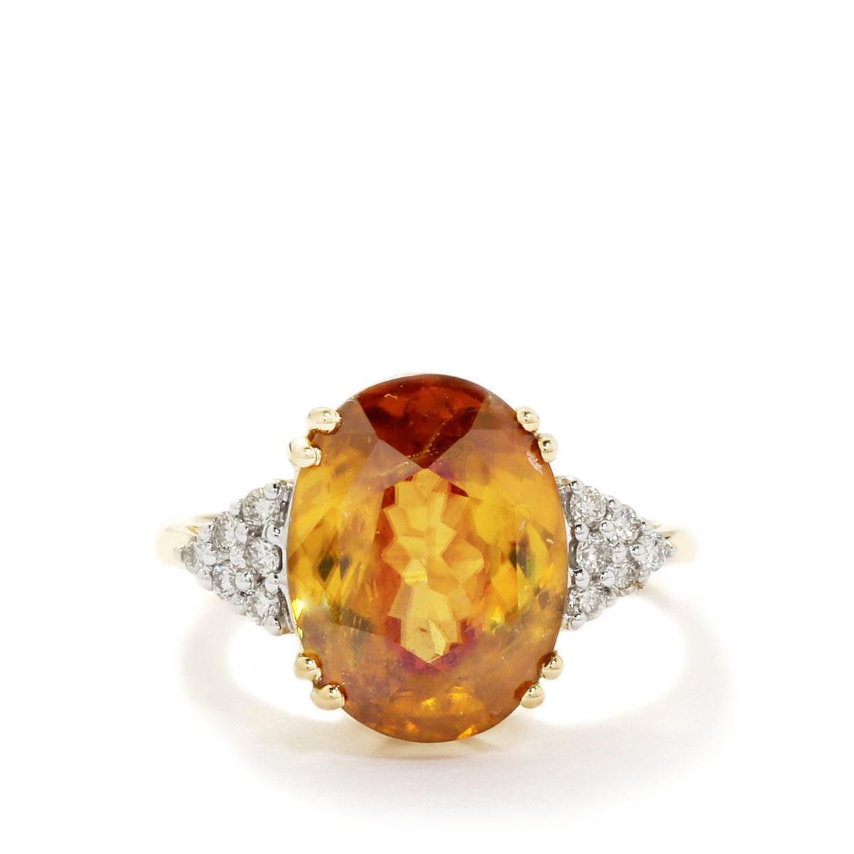 Ambilobe Sphene & Diamond 14k Gold Tomas Rae Ring ATGW 6.47cts | Gemporia