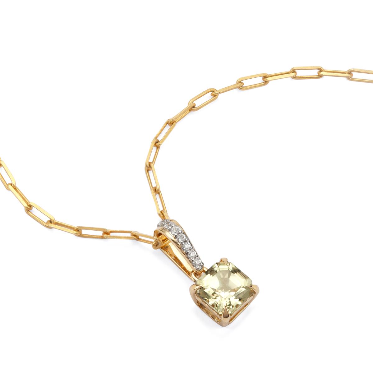 Asscher Cut Csarite® Pendant with White Zircon in 9K Gold 1.25cts ...