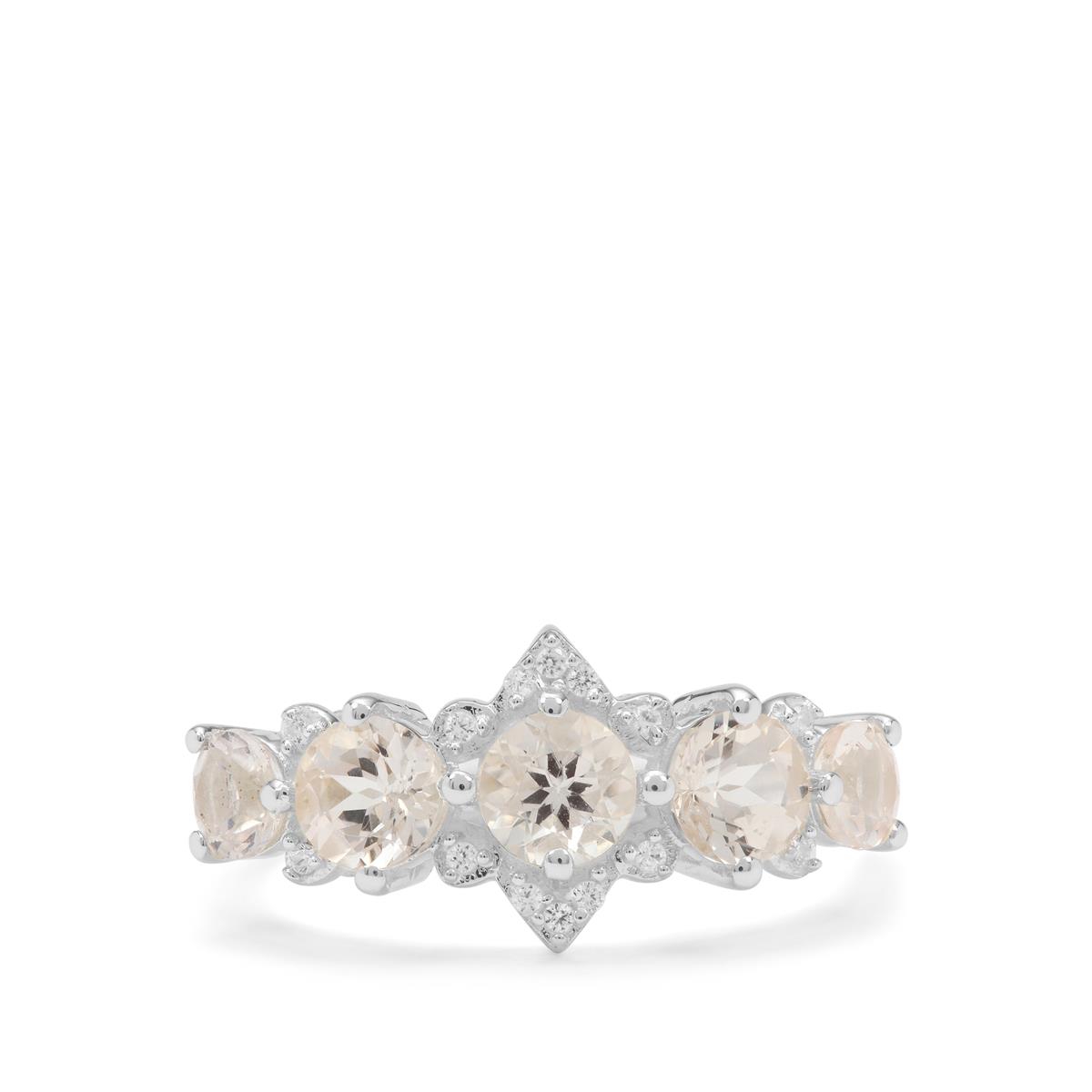 Champagne Danburite Ring with White Zircon in Sterling Silver 2.10cts ...