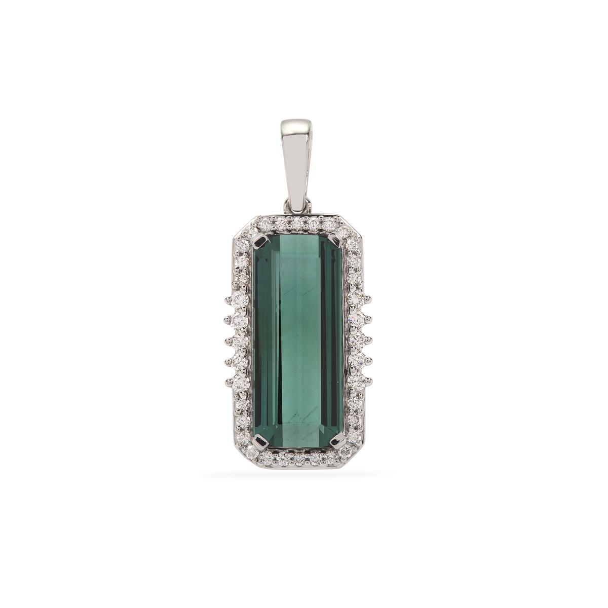 Mutuca Indicolite Pendant with Diamonds in Platinum 950 4.79cts | Gemporia