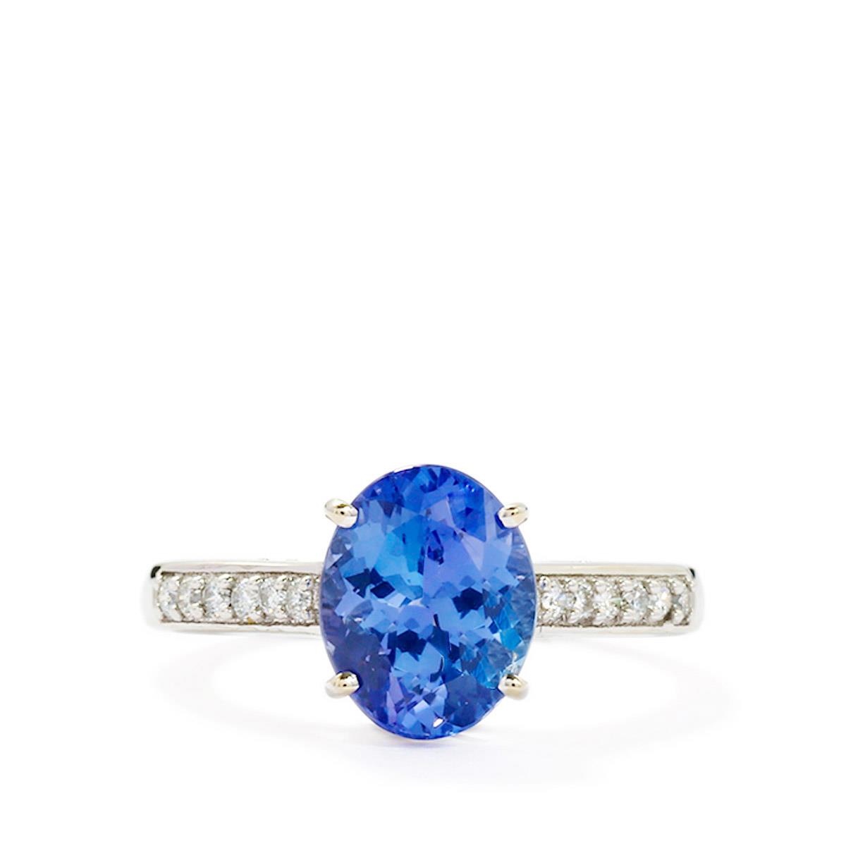 AAA Tanzanite & Diamond 14k White Gold Tomas Rae Ring ATGW 2.71cts ...