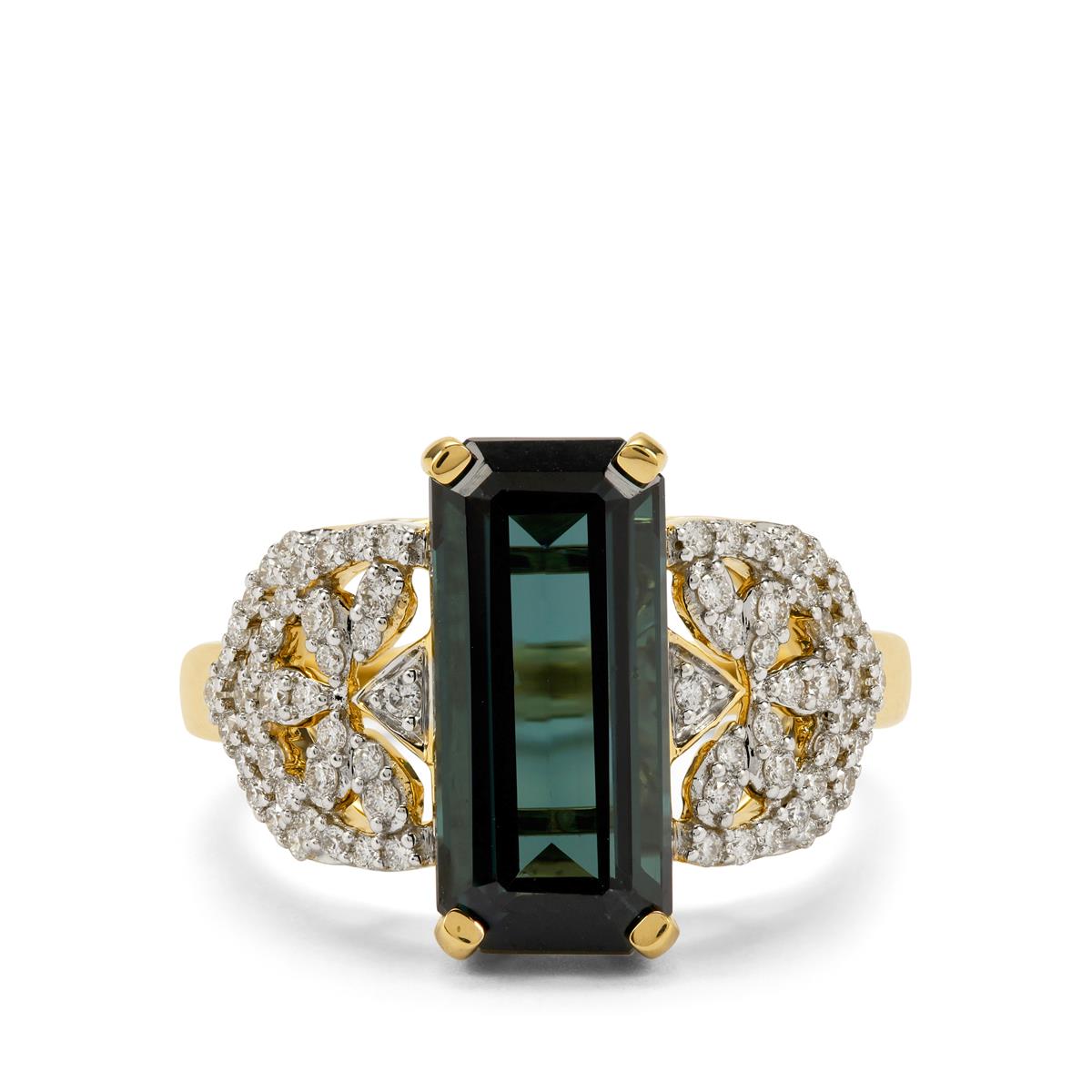 Mutuca Indicolite Ring with Diamond in 18K Gold 4.65cts | Gemporia