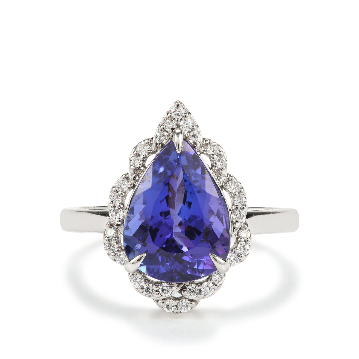 AAAA Tanzanite Ring with Diamond in Platinum 950 4.30cts | Gemporia