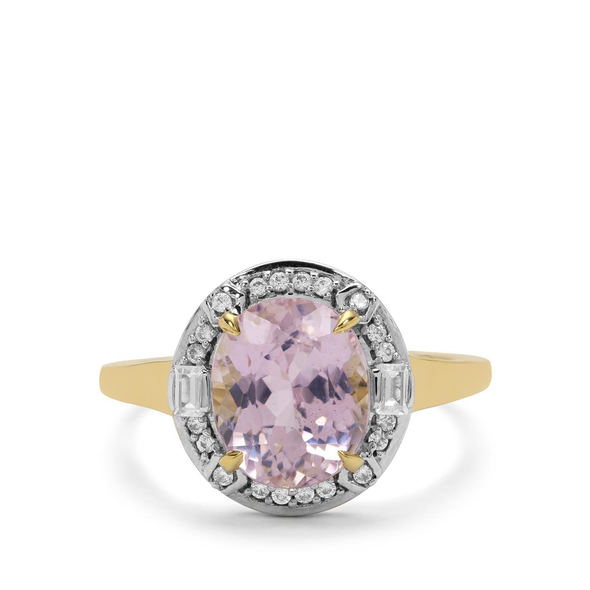 Mawi Kunzite Ring with White Zircon in 9K Gold 3.55cts | Gemporia