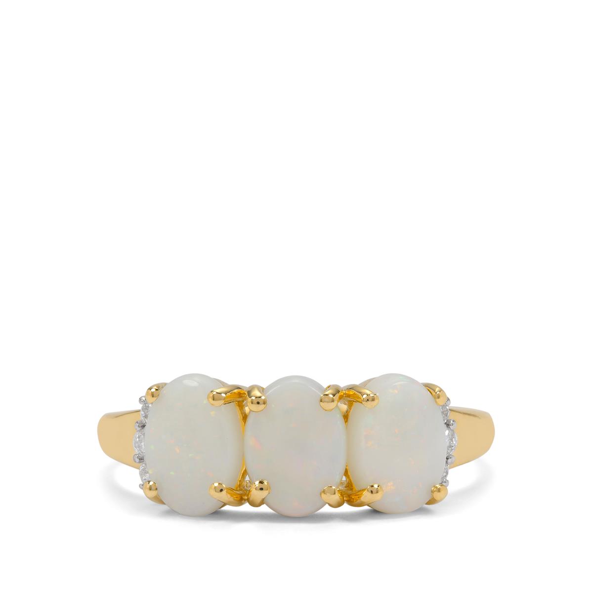 Coober Pedy Opal Ring with Argyle Diamond in 9K Gold 1.45cts | Gemporia