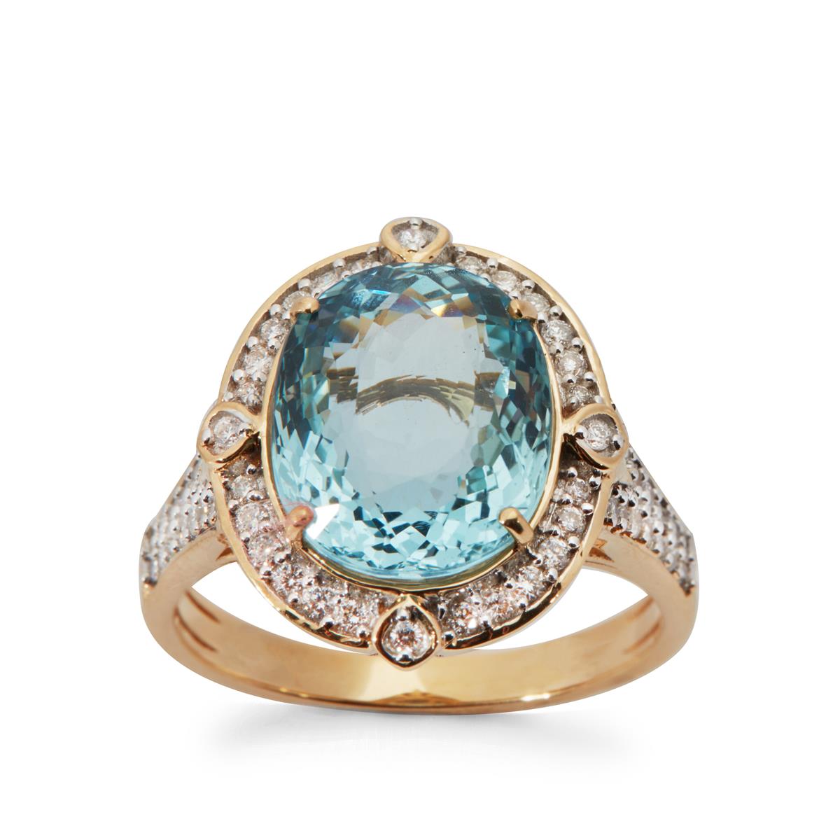 Santa Maria Aquamarine Ring with Diamondsb in 18K Gold 5.15cts | Gemporia