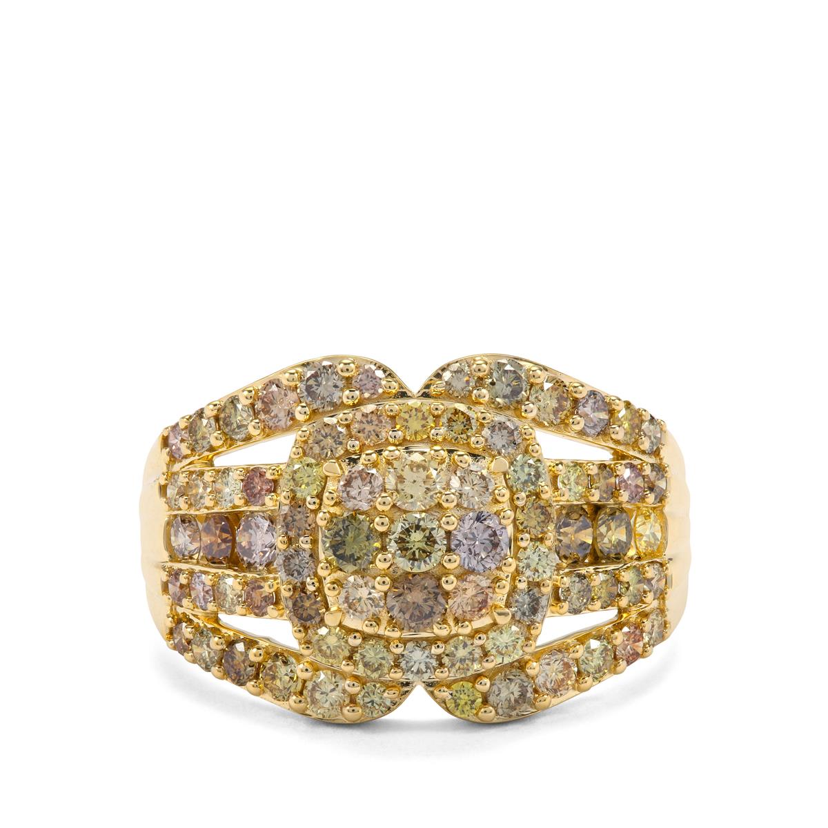 Multi-Colour Natural Brazilian Diamond Ring in 9K Gold 1.50cts | Gemporia