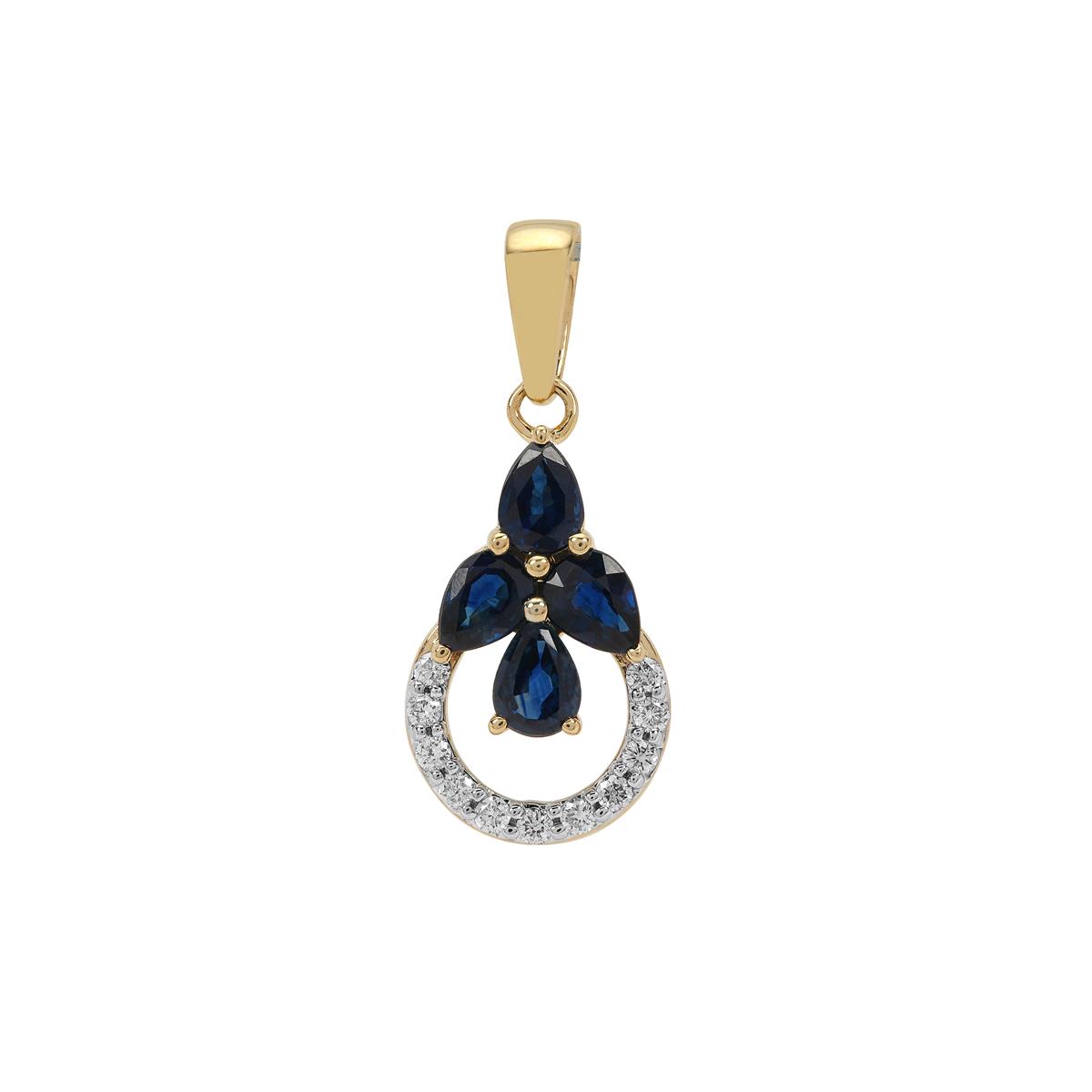 Australian Diamonds Pendant with Australian Blue Sapphire in 9K Gold 0 ...