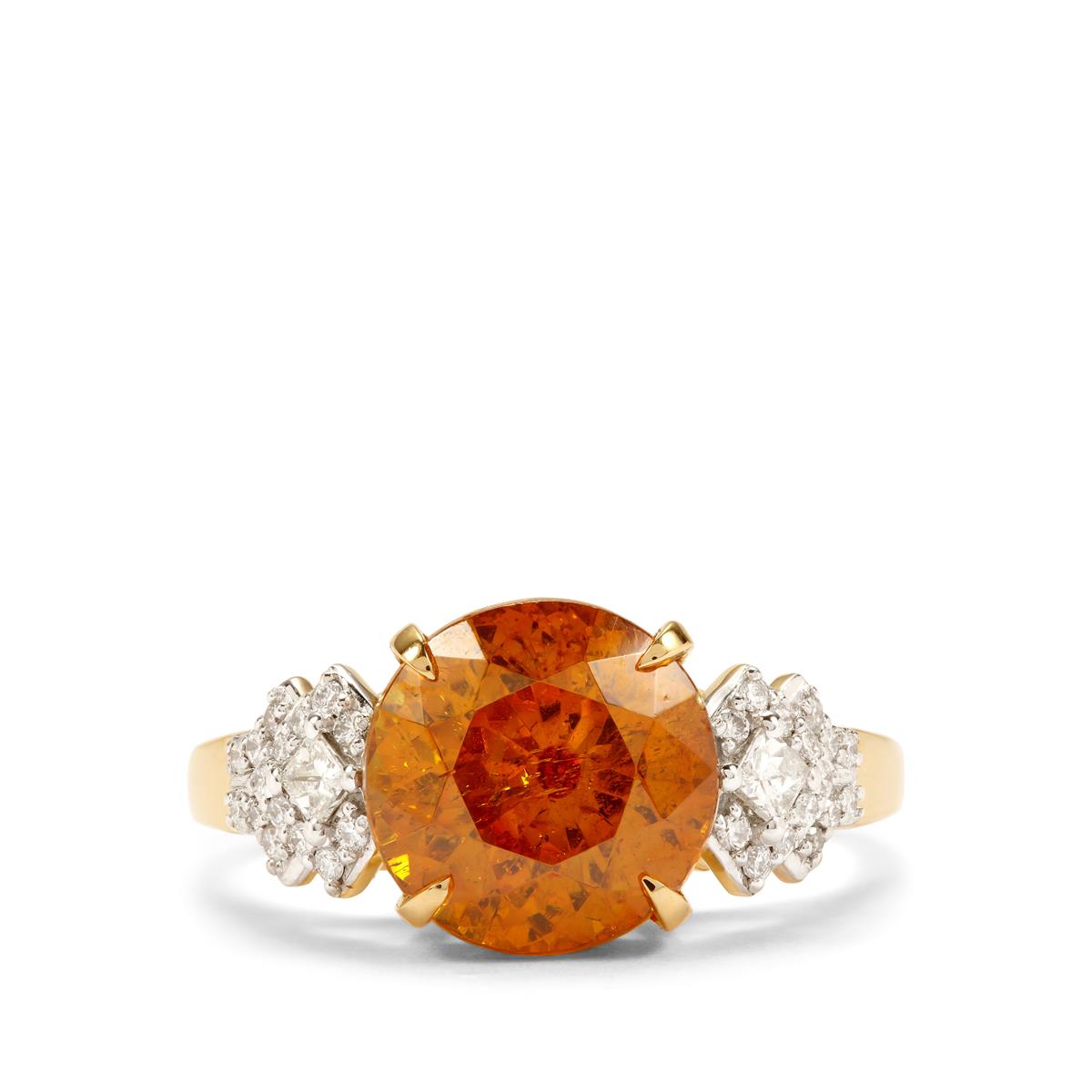 Sphalerite Ring with Diamond in 18K Gold 5.88cts | Gemporia