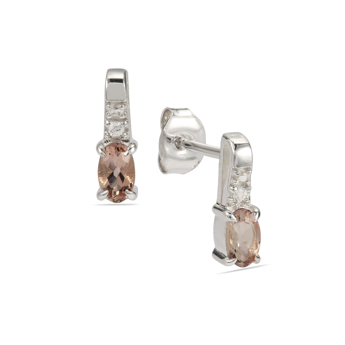 Peach Parti Oregon Sunstone Earrings with White Zircon in Sterling ...