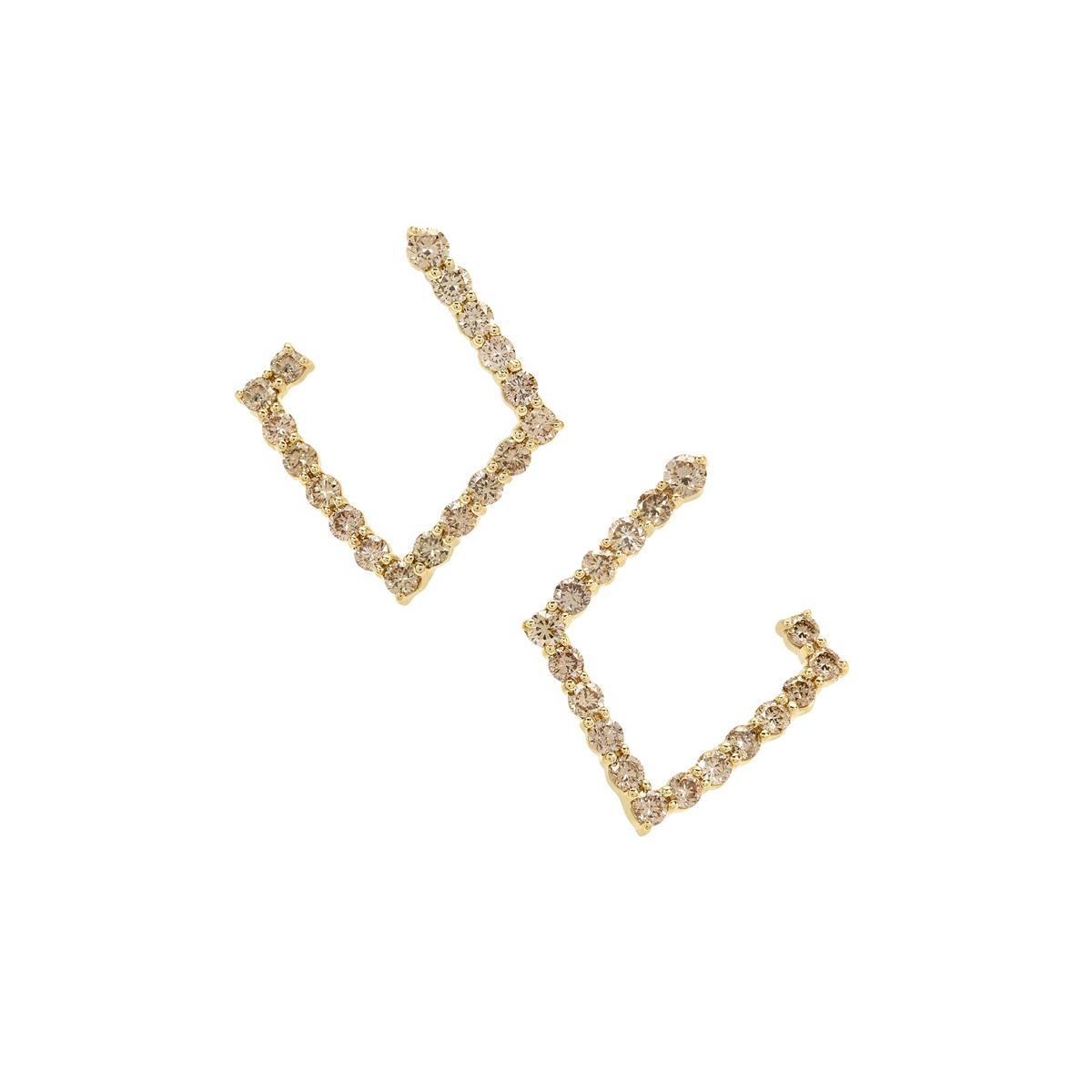 Champagne Argyle Diamonds Earrings in 9K Gold 1cts | Gemporia