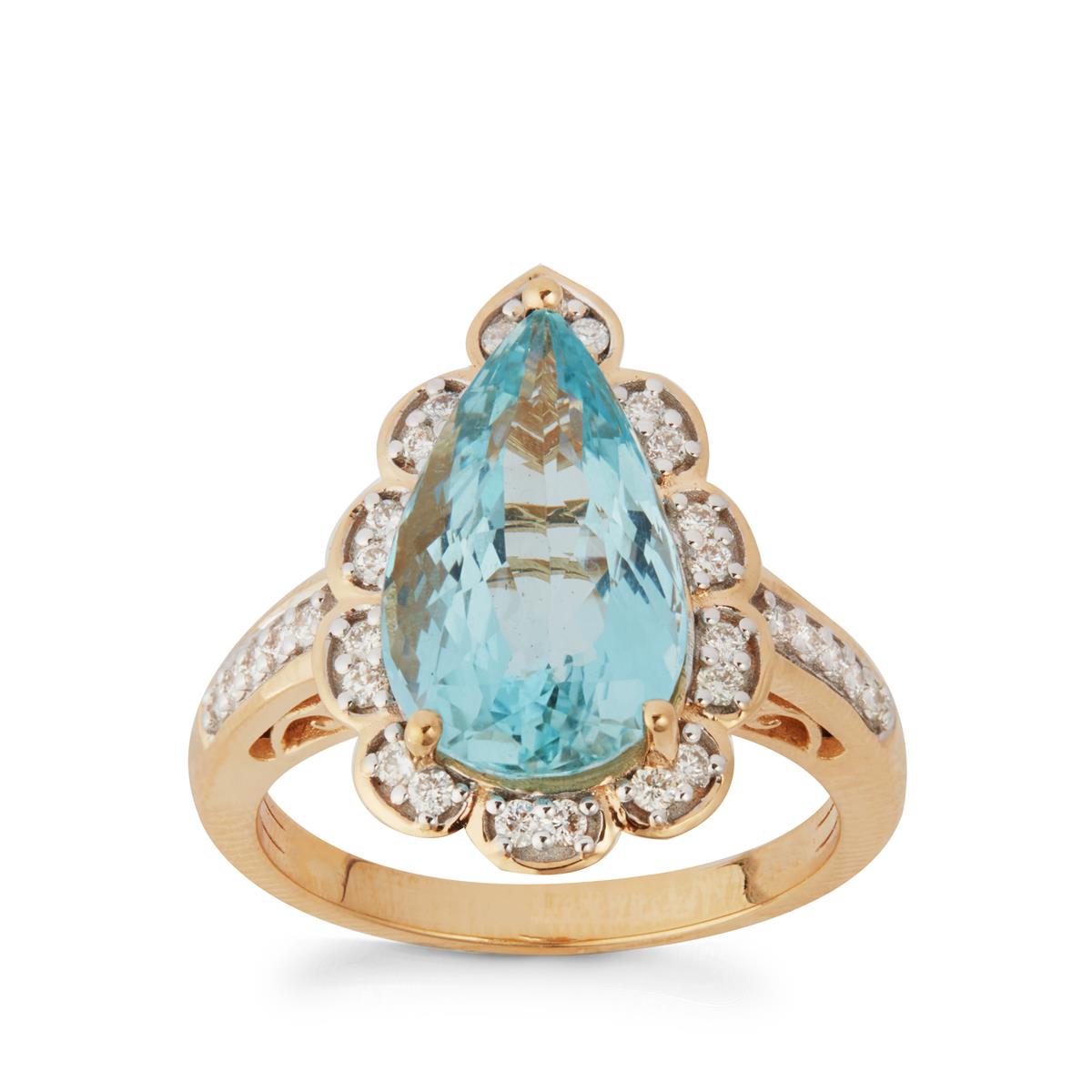 Santa Maria Aquamarine & Diamonds 18K Gold Ring MTGW 4.65cts | Gemporia