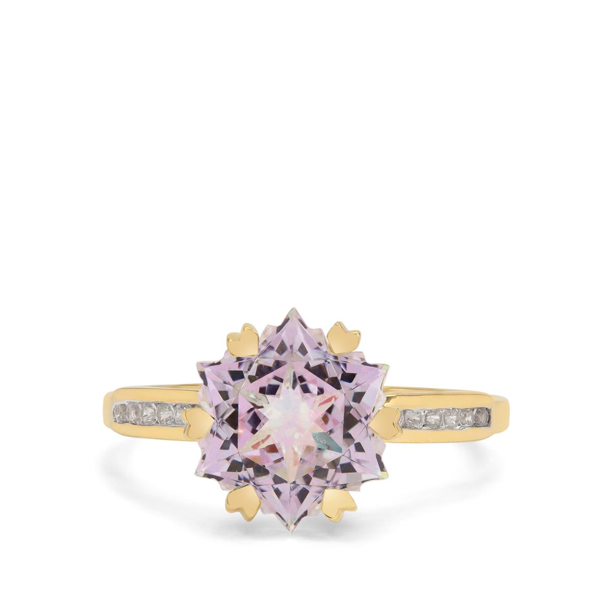Wobito Snowflake Cut Pink Star Topaz Ring with White Zircon in 9K Gold ...