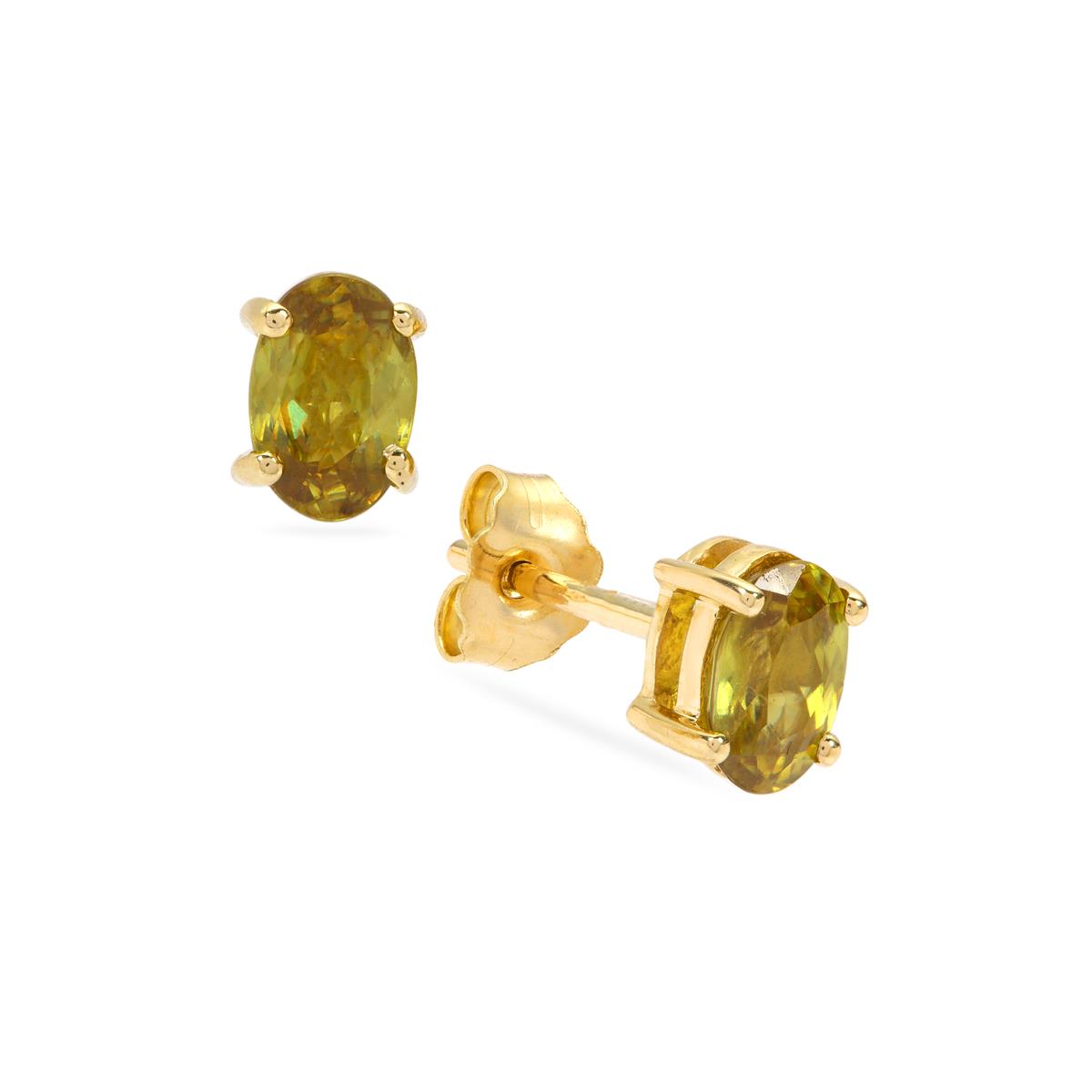 Ambilobe Sphene Earrings in 9K Gold 1ct | Gemporia