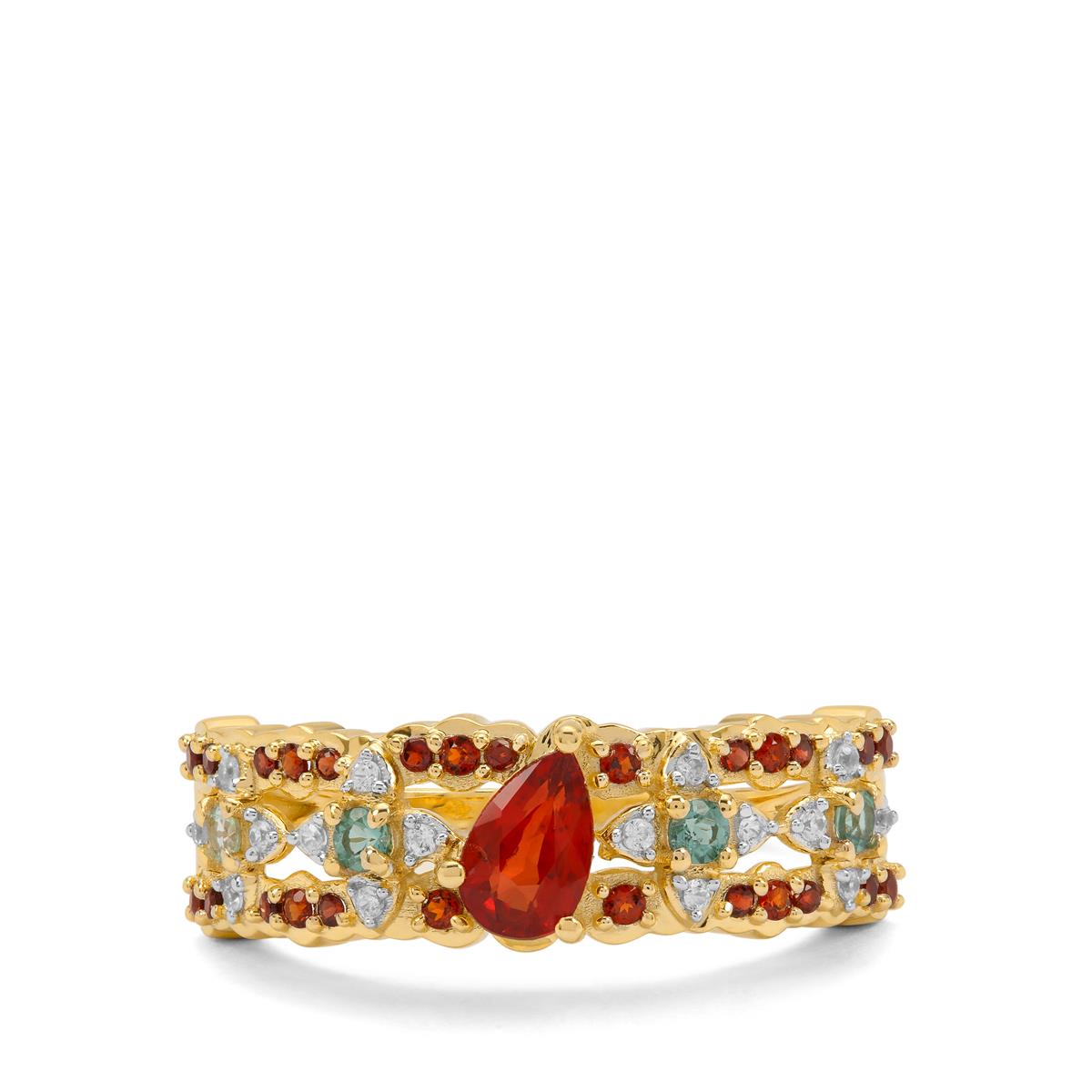 Songea Red Sapphire Ring with Multi Gemstones in 9K Gold 1cts | Gemporia