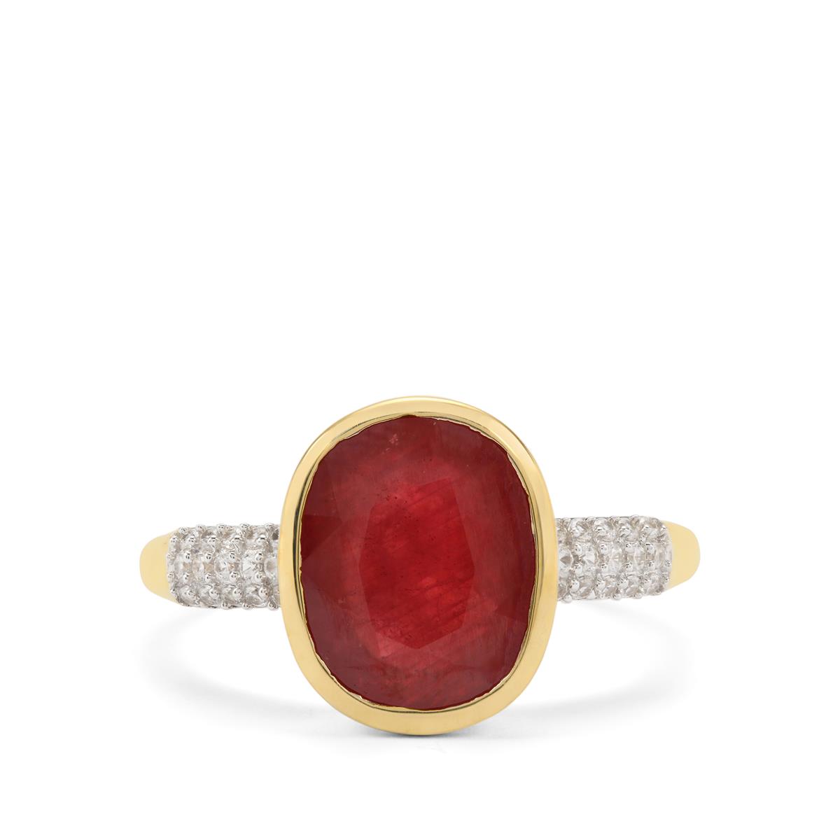 Bemainty Ruby Ring with White Zircon in 9K Gold 5.35cts | Gemporia
