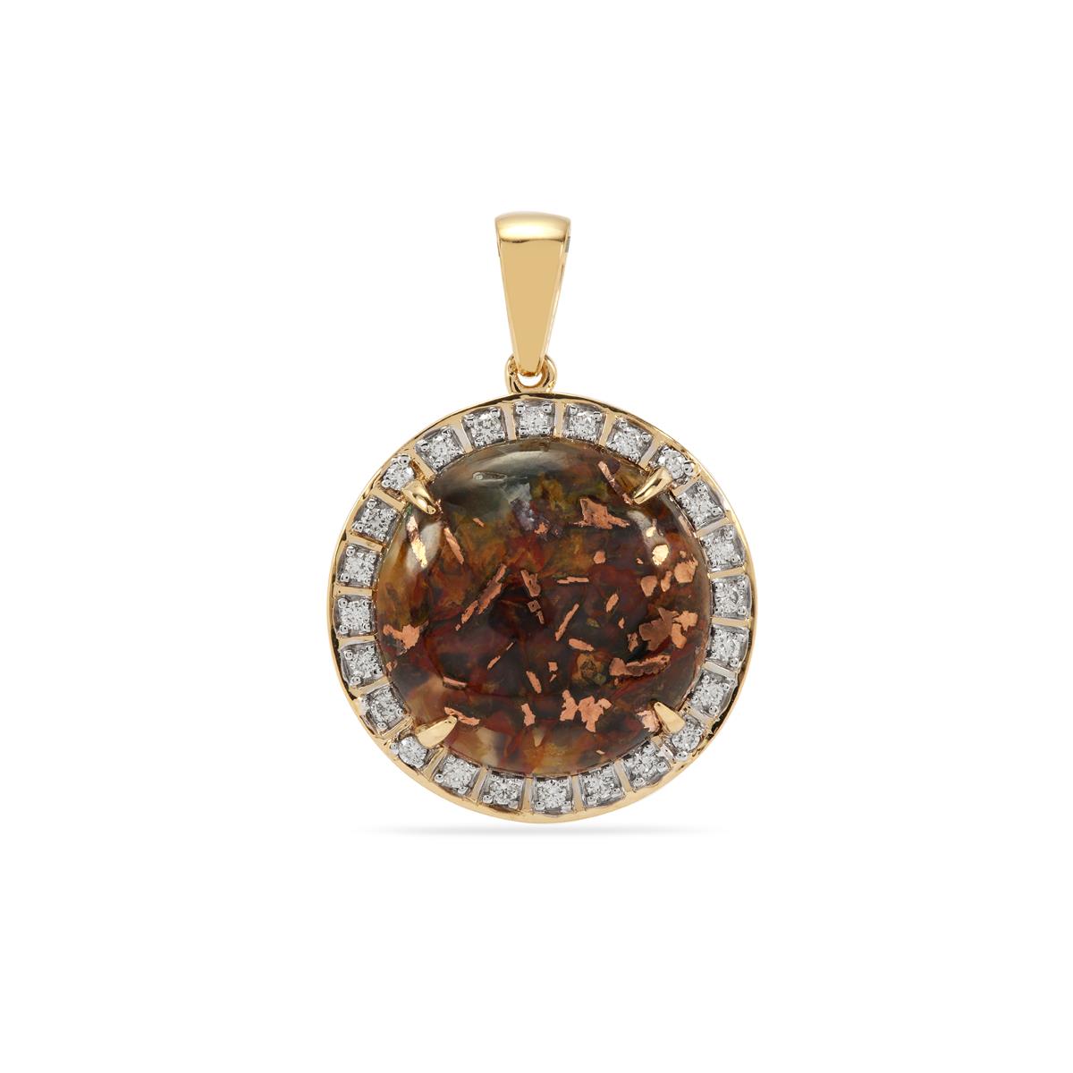 Aquadite Noir Pendant with Diamond in 18K Gold 9.73cts | Gemporia