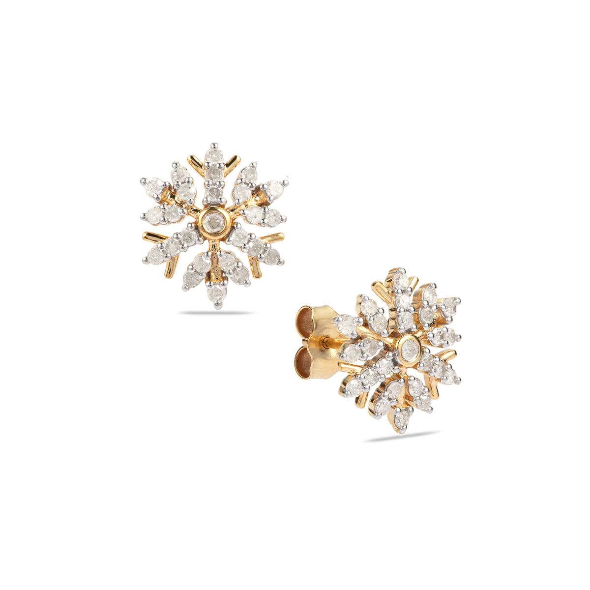 Snowflake Diamond Earrings in 9K Gold 0.50ct | Gemporia
