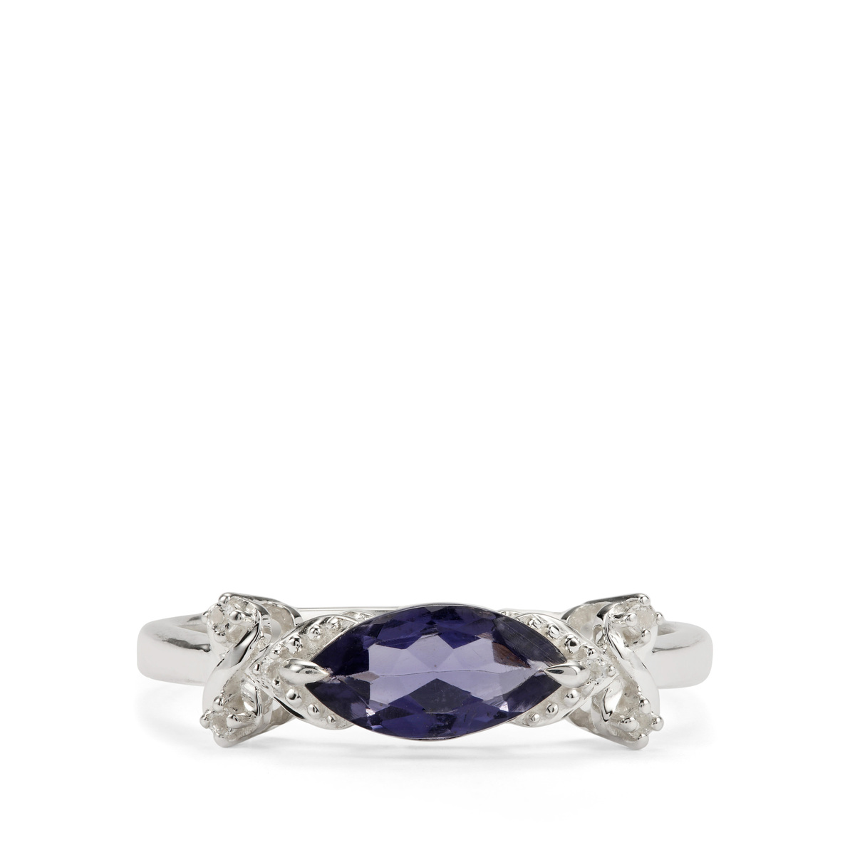 Bengal Iolite Ring with White Zircon in Sterling Silver 0.76ct | Gemporia