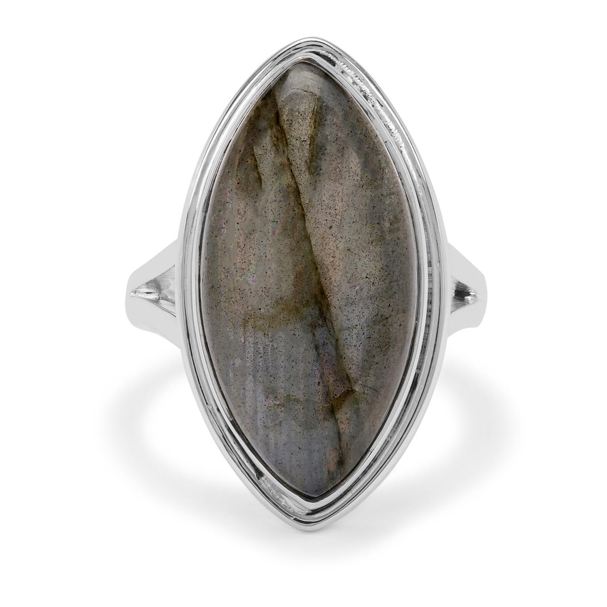 Purple Labradorite Ring in Sterling Silver 15cts | Gemporia